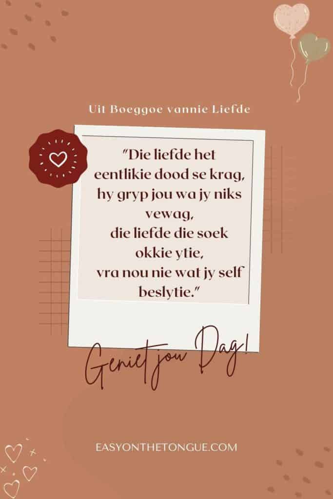 Afrikaanse liefdesgedigte vir jou valentyn of sommer elke dag