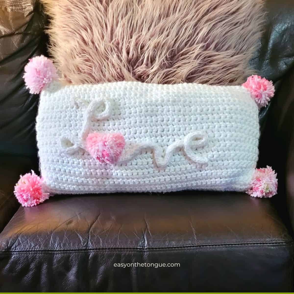 Chunky Crochet Pillow Cover Pattern With I-cord Wording