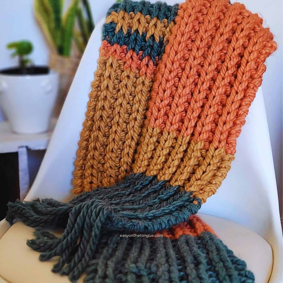 Knit a Cozy Bulky Scarf using a Slip Stitch Pattern