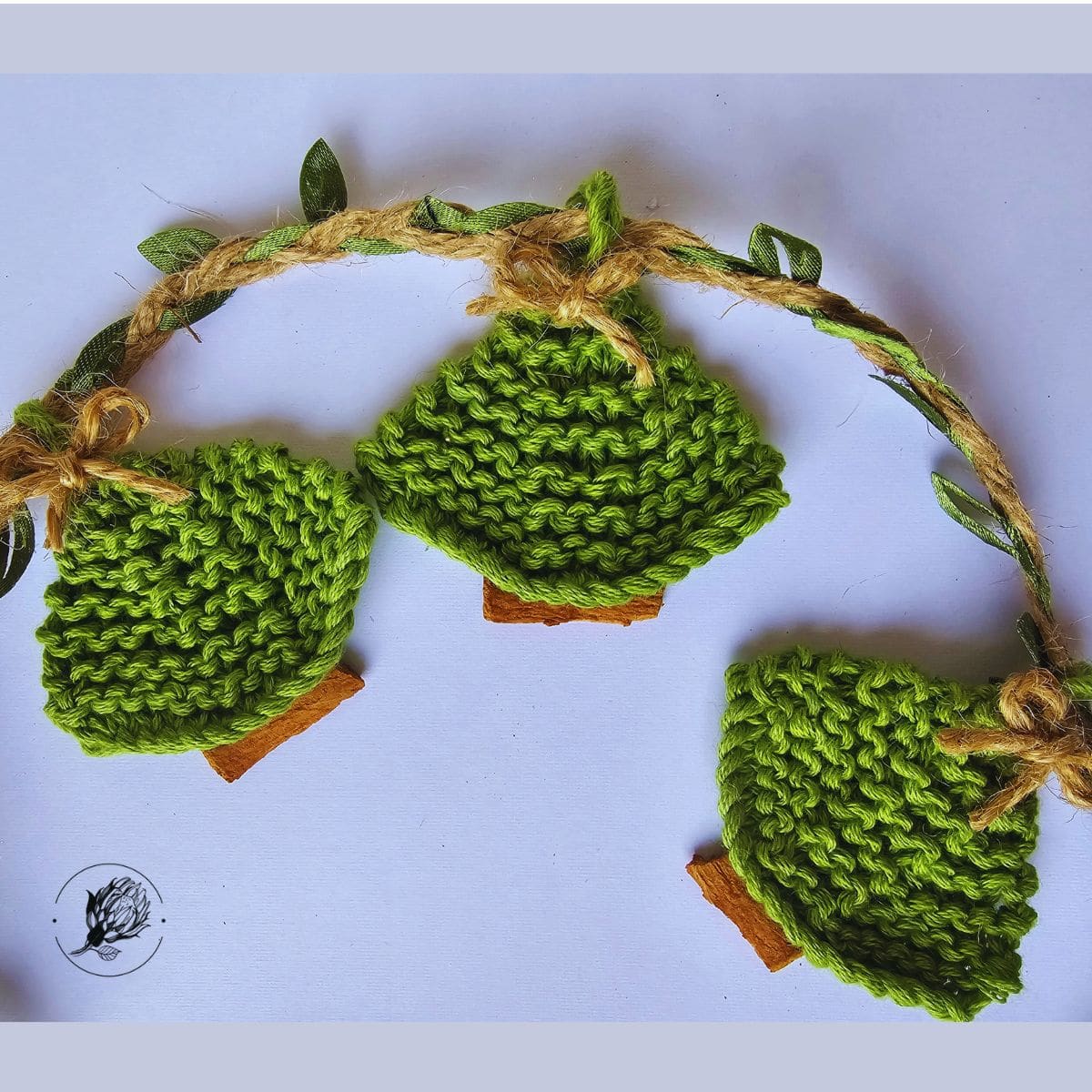 Mini Mitered Christmas Tree Garland – Free Knitting Pattern for Festive ...